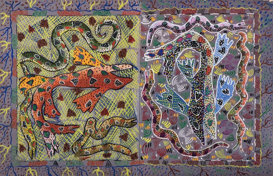 Look at the beginning of that modern painting from the colors of Congo ...