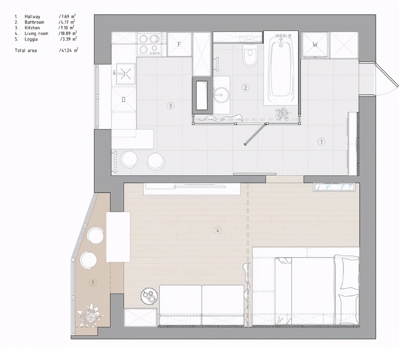 The whole house of her house is 42 square meters, and there is no need ...