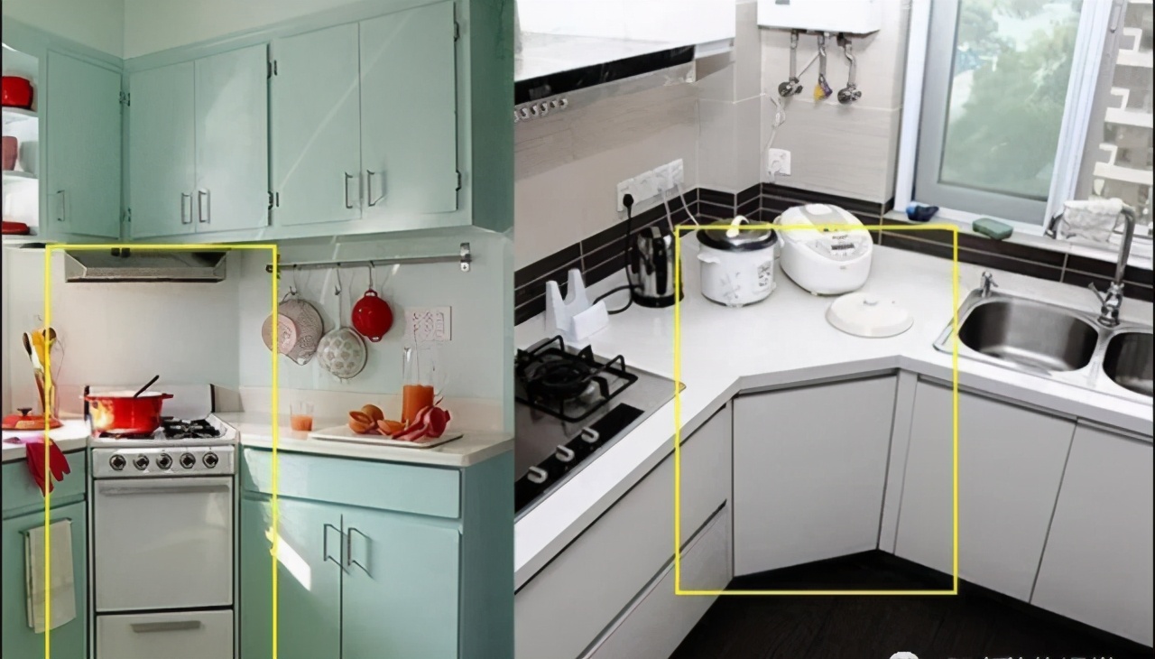 Add 1 side to the corner of the kitchen, the right angle becomes obtuse ...