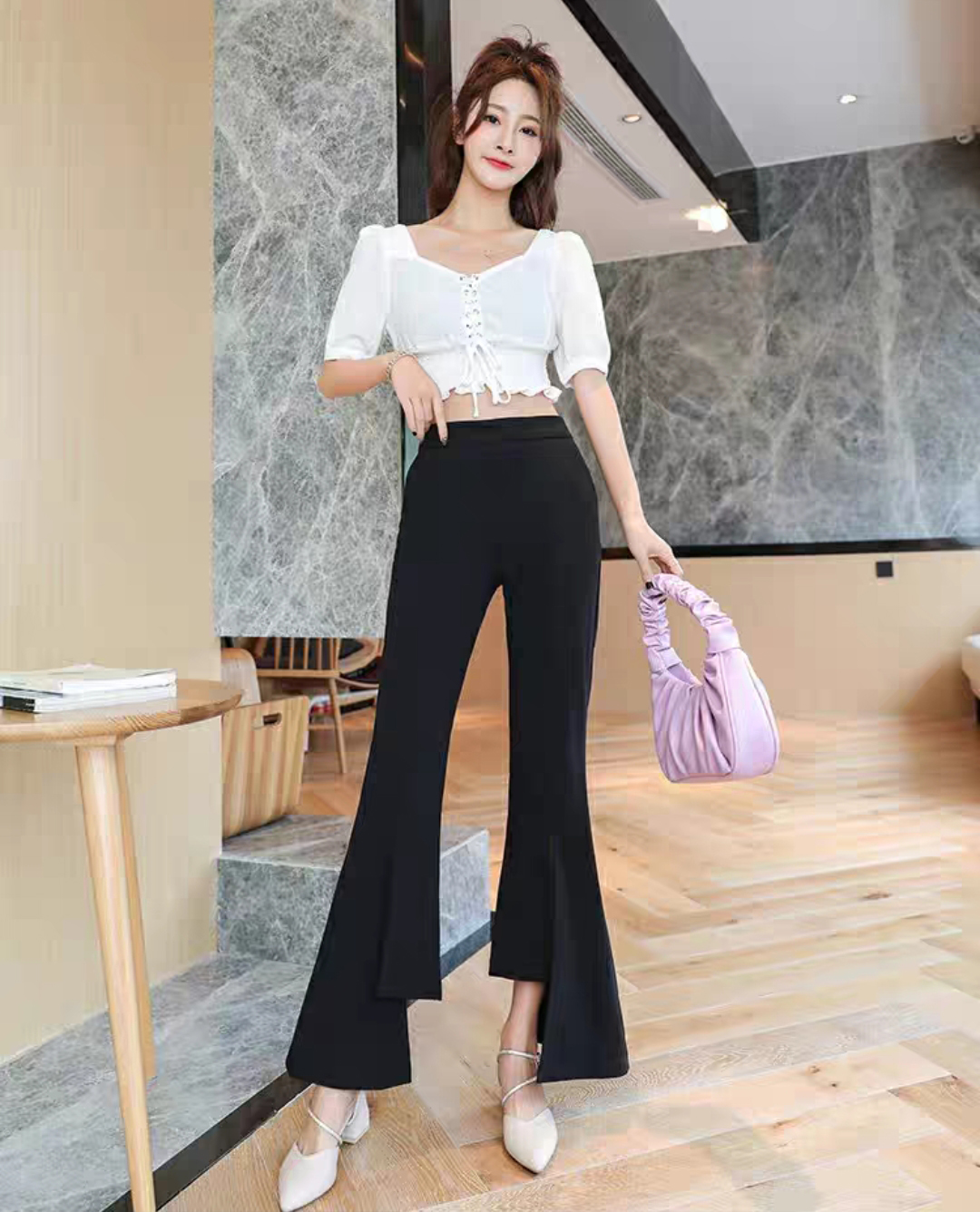 Don't be afraid of bad leg shapes. Wear flared pants to make your legs ...