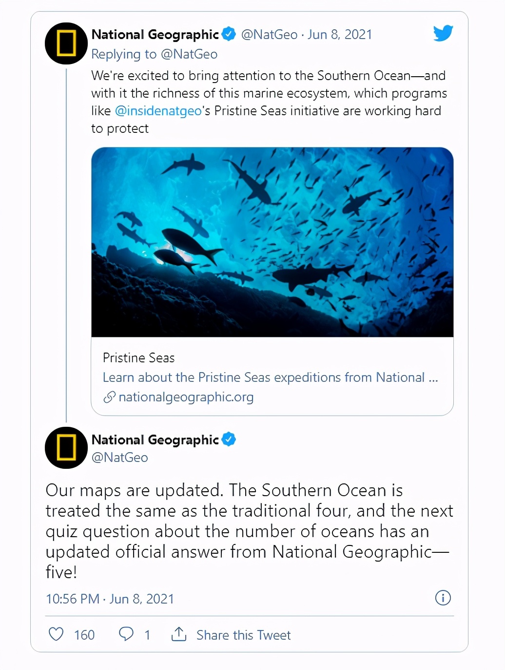 The textbook needs to be revised, National Geographic: Four oceans ...
