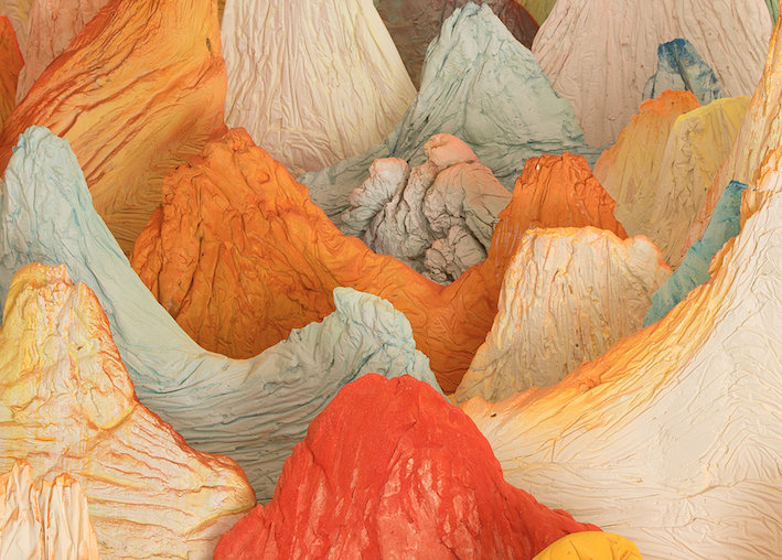 A three-dimensional landscape made of color, plaster and paper, this ...