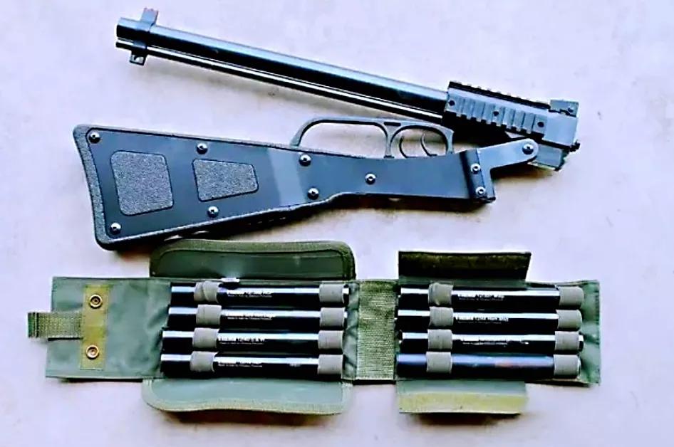 The big-open life-saving rifle can use 12 different bullets. The little ...