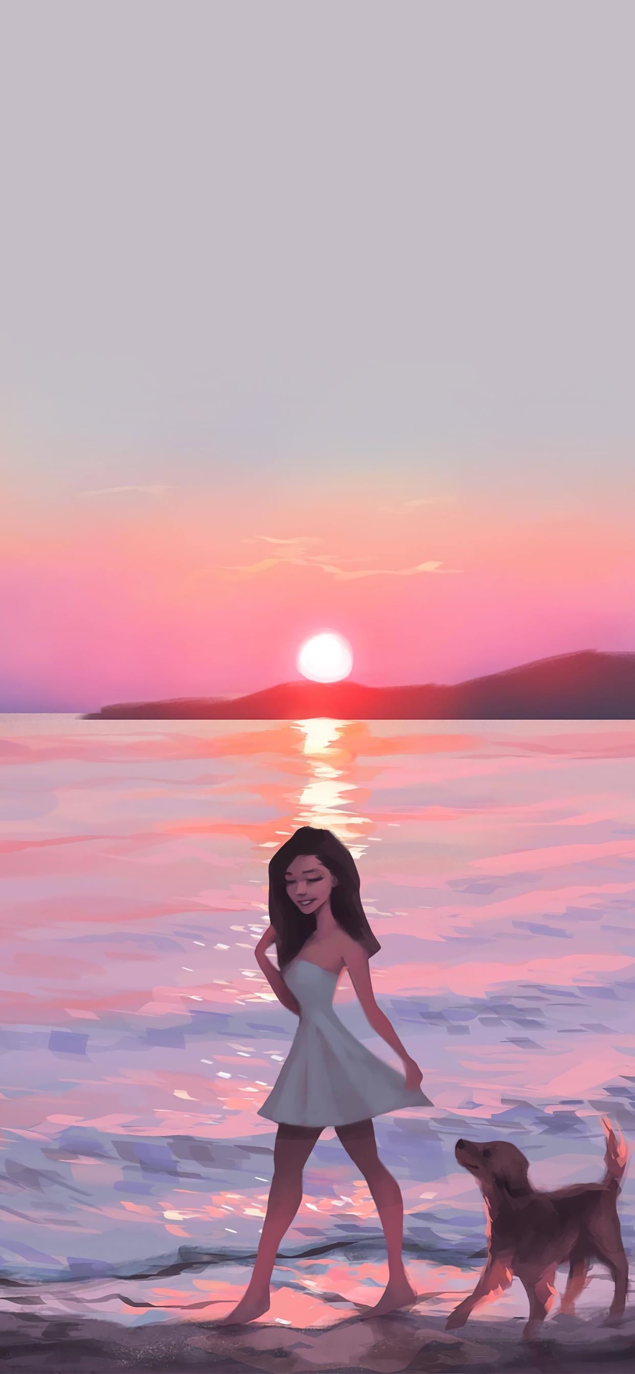 Anime style illustration wallpaper, girl in the sun, gentle and ...