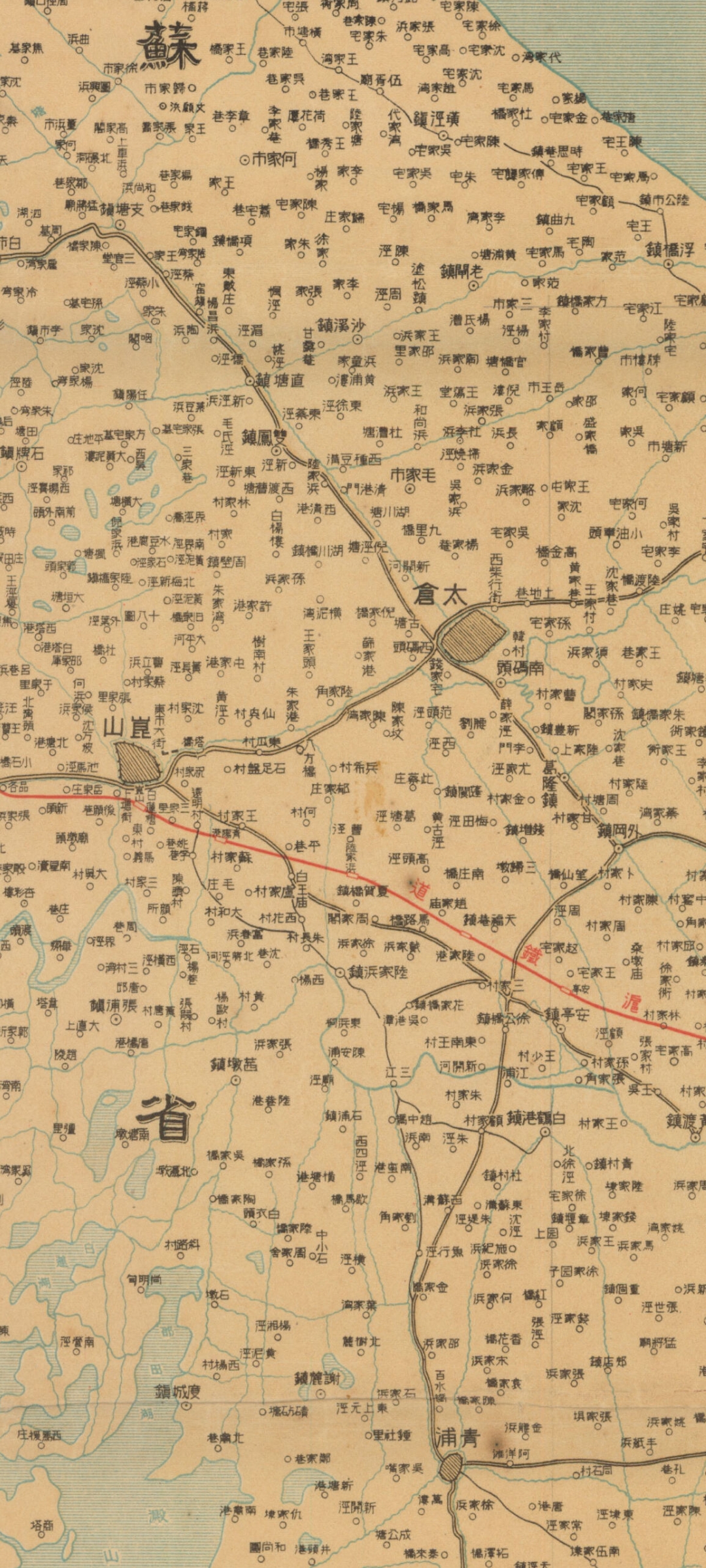 Shanghai Suzhou Wuxi Kunshan Taicang Historical Map 1937 - iNEWS