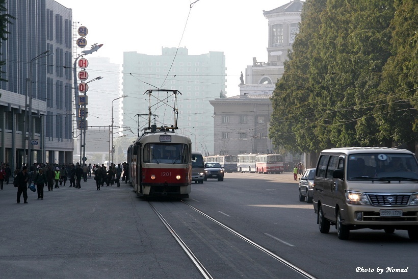 There are very few traffic jams in Pyongyang, North Korea. Trams are ...