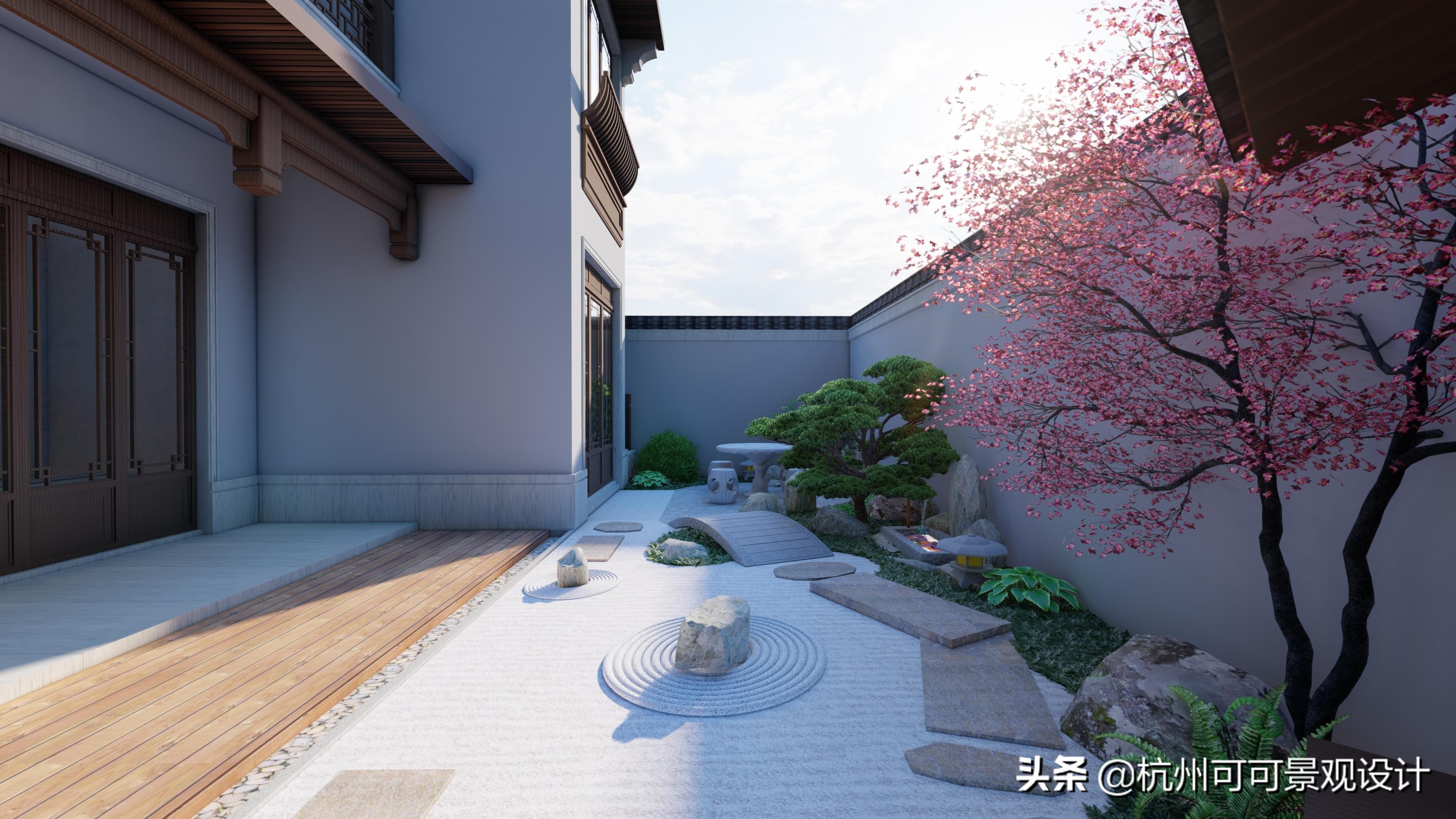 Hangzhou villa courtyard design: Japanese-style courtyard landscape ...