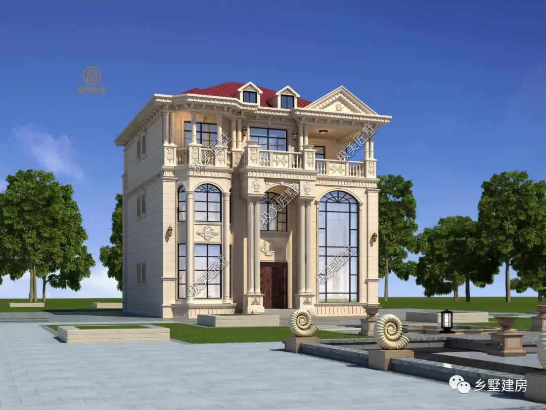 Three-story European-style villa with oversized suites, classic color ...