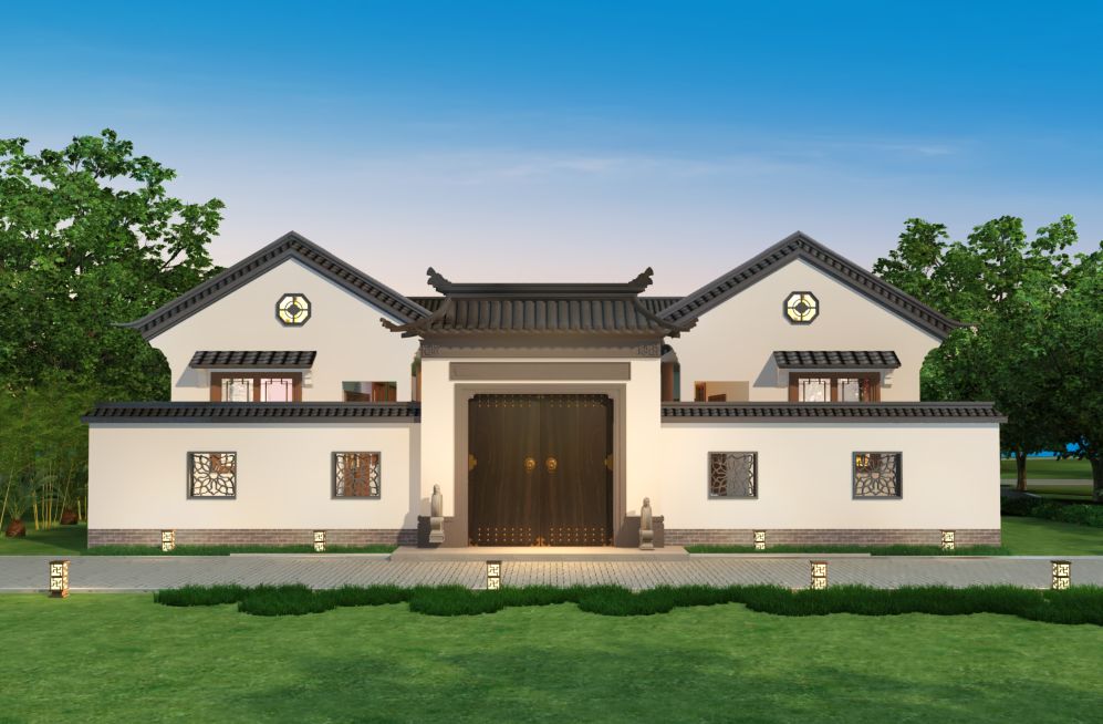 One-story Chinese-style three-sihe courtyard small apartment economical ...