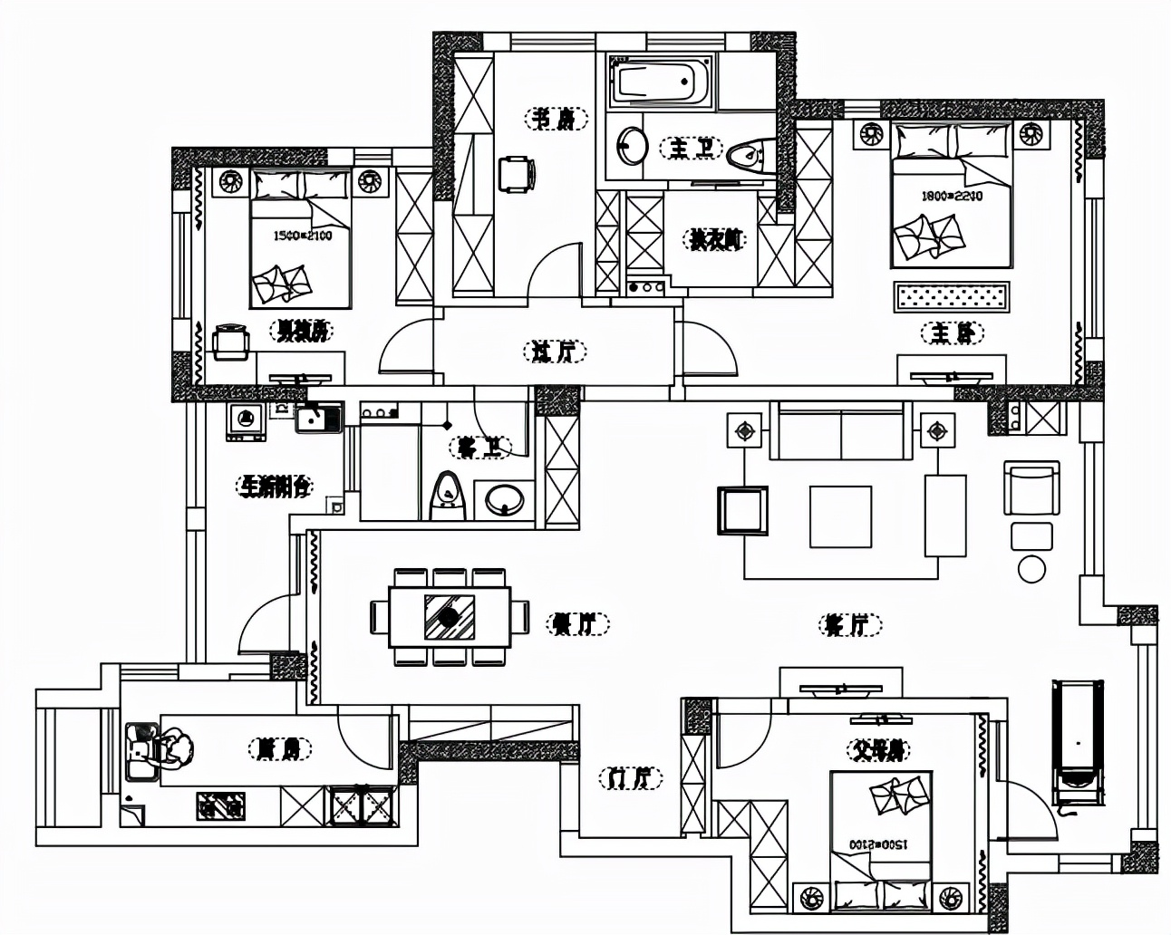 150 square meters of light luxury three-bedroom new home, superb living ...