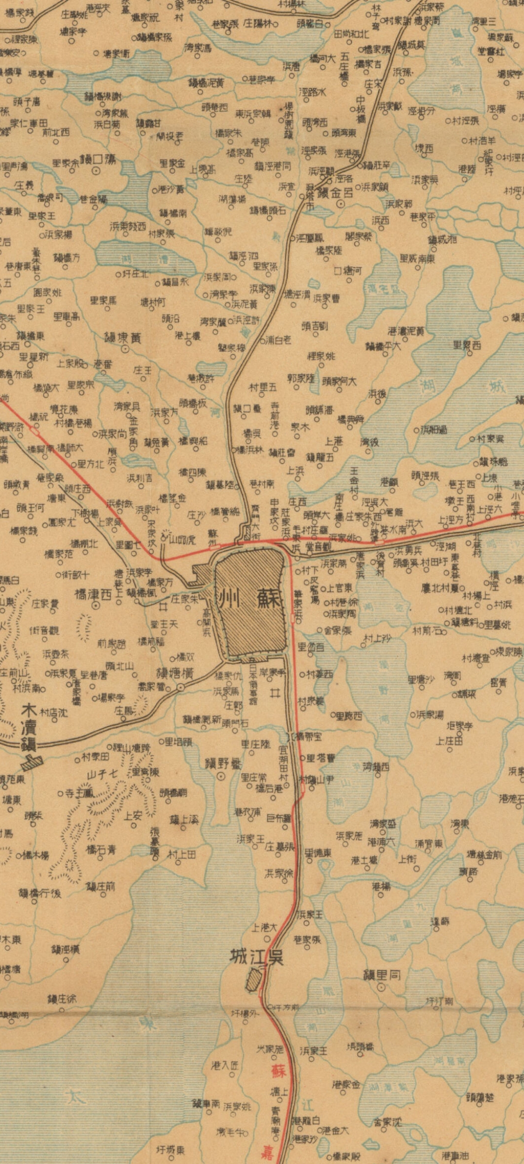 Shanghai Suzhou Wuxi Kunshan Taicang Historical Map 1937 - iNEWS