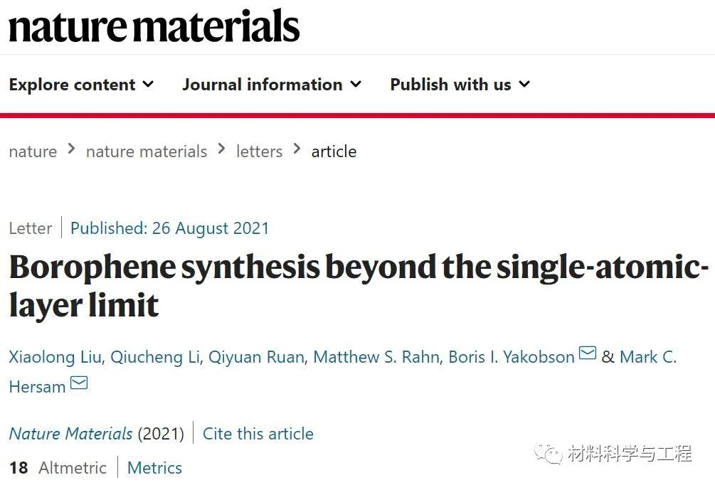 "Nature Materials": Borene synthesis beyond the limit of single atomic ...