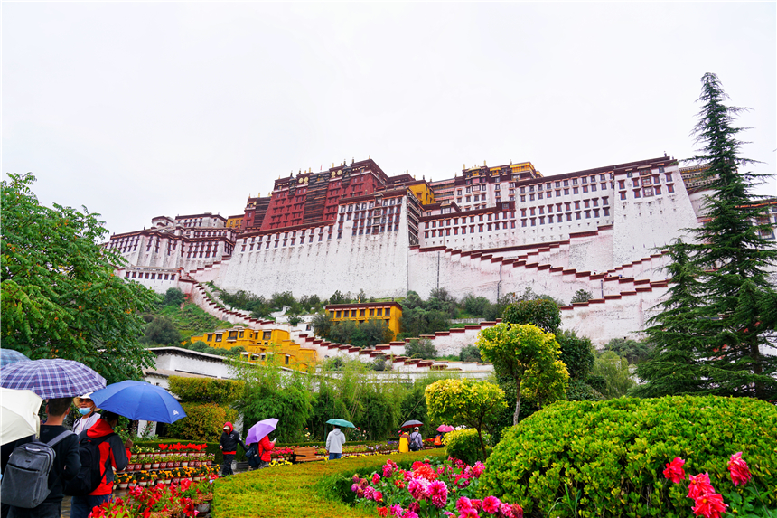 The tallest building in Lhasa, located halfway up the mountain, was ...