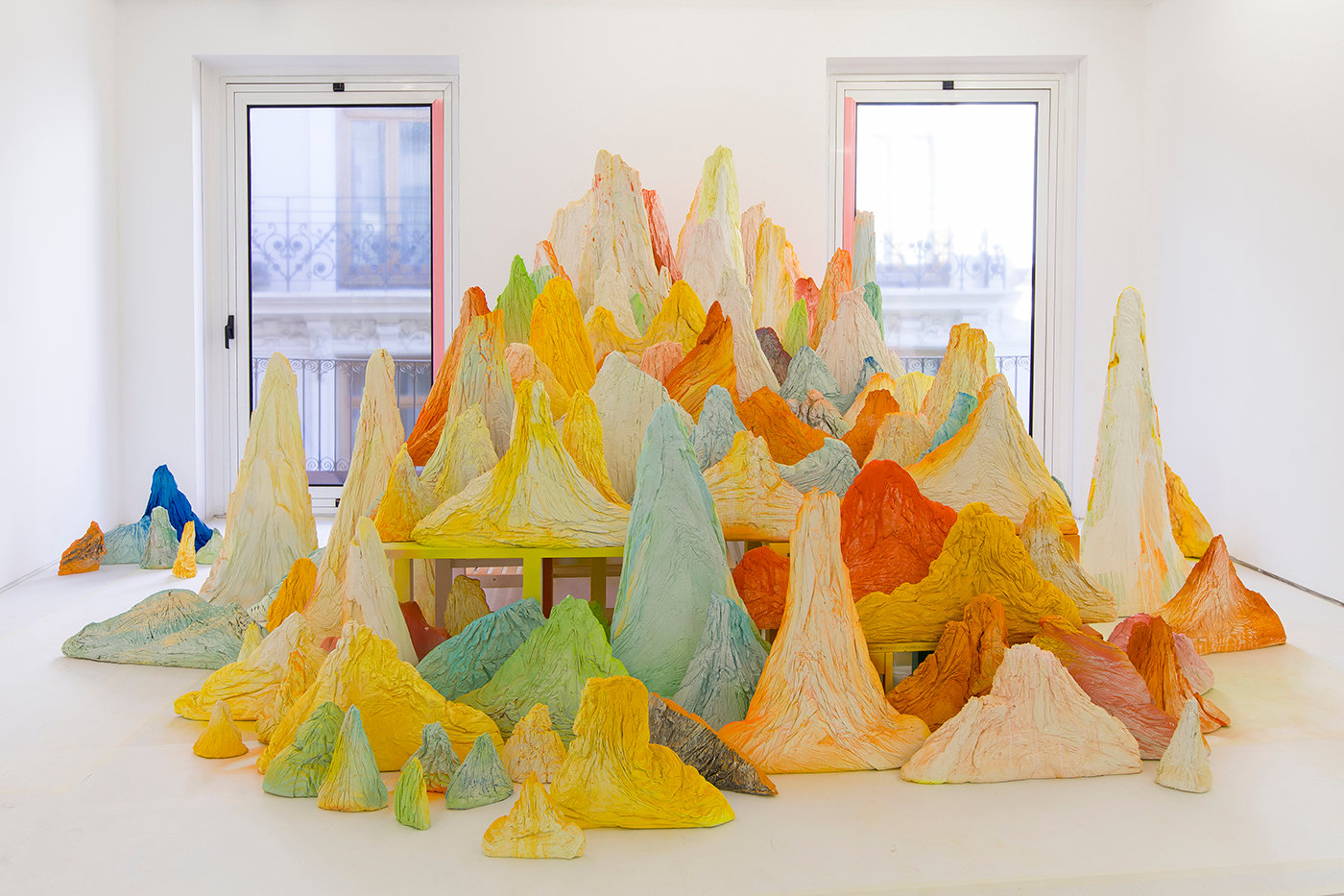 A three-dimensional landscape made of color, plaster and paper, this ...
