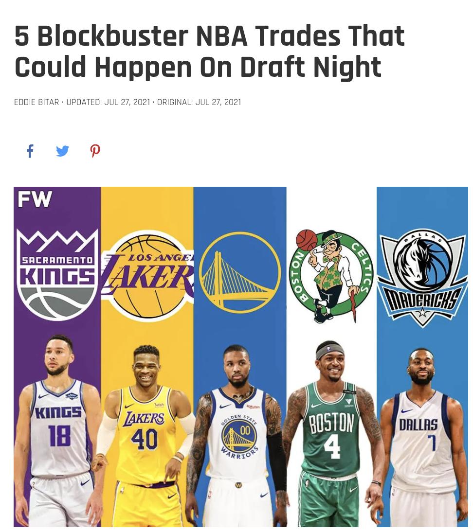 US media lists 5 potential trades on draft night: Warriors 5 chips for ...