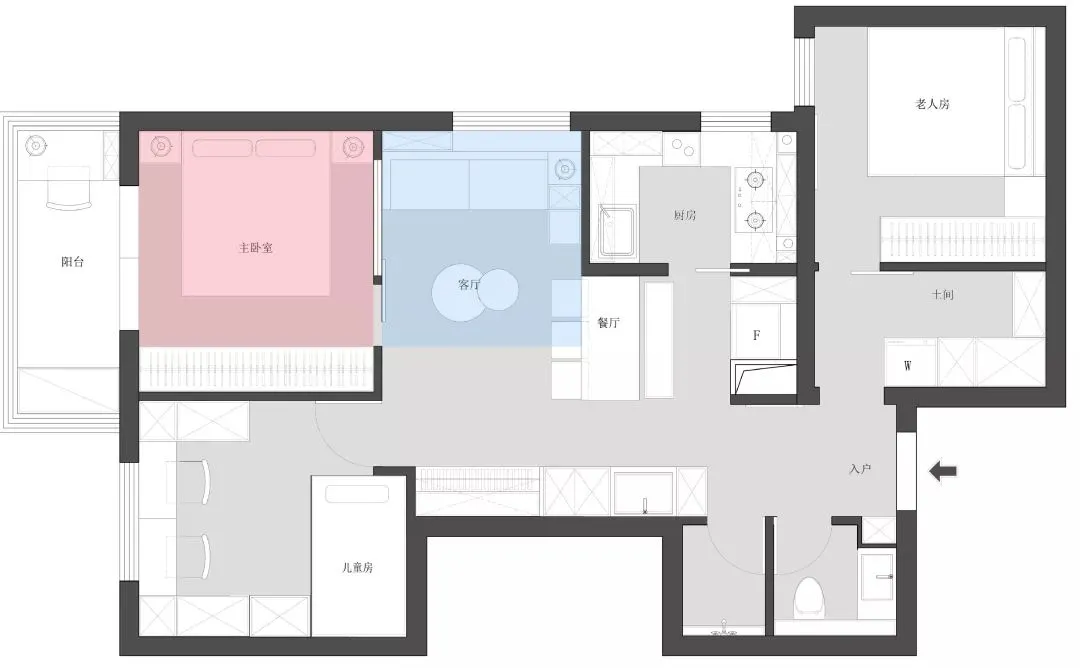 56m2 live a six-mouth, three rooms and two halls are squeezed out of ...