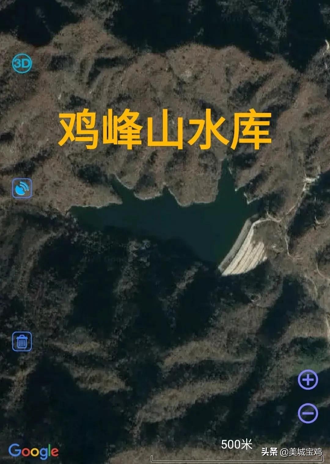 Looking at the ten famous reservoirs in Baoji City on the satellite map ...