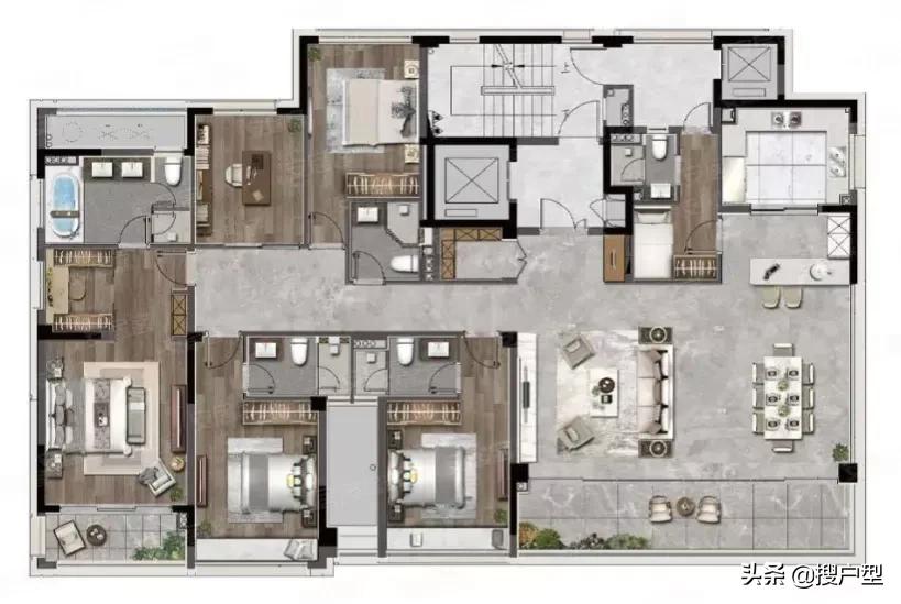 270 square meters of luxurious large flat floor, three bedrooms facing ...