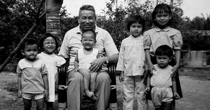 Pol Pot took a group photo with his daughter, and a few children as a ...