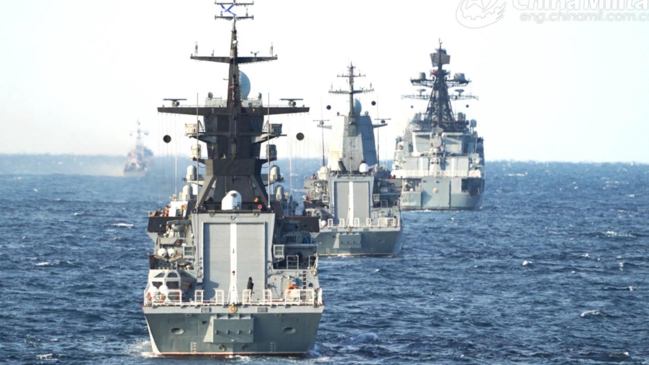 The Sino-Russian combined fleet draws a map around Japan, from the ...