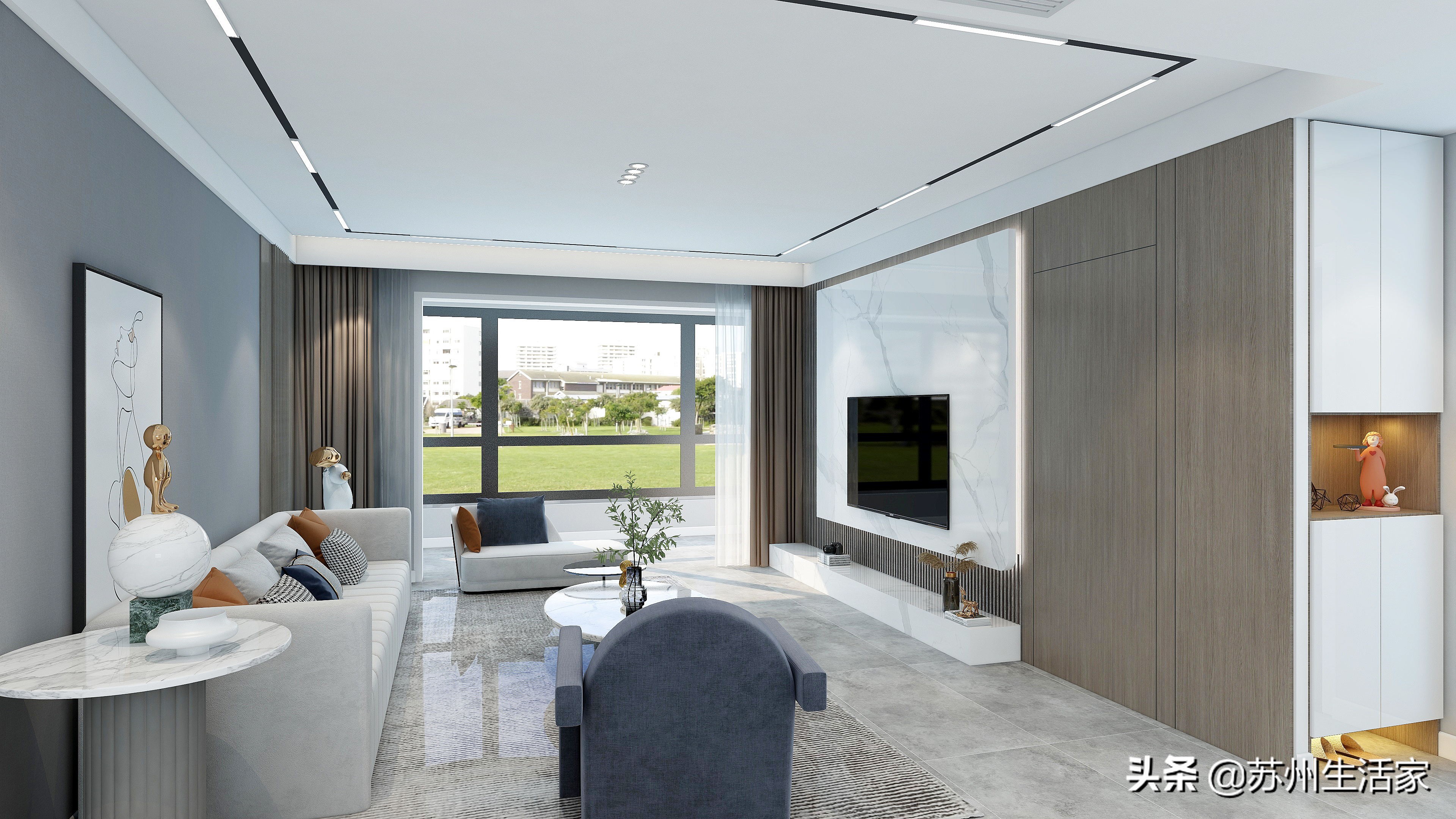 Create a modern and simple style of 145 square meters full of happiness ...