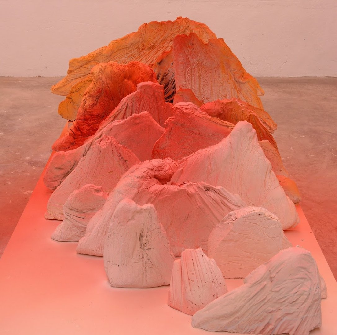 A three-dimensional landscape made of color, plaster and paper, this ...