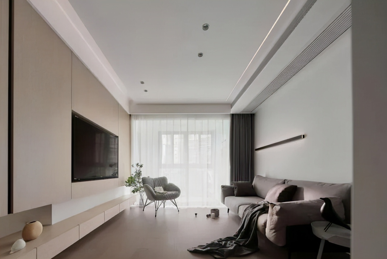 129 square meters of modern style, cleverly set up hanging cabinets ...