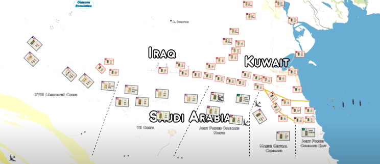 The picture shows a summary of the first day of the Gulf War "Desert ...