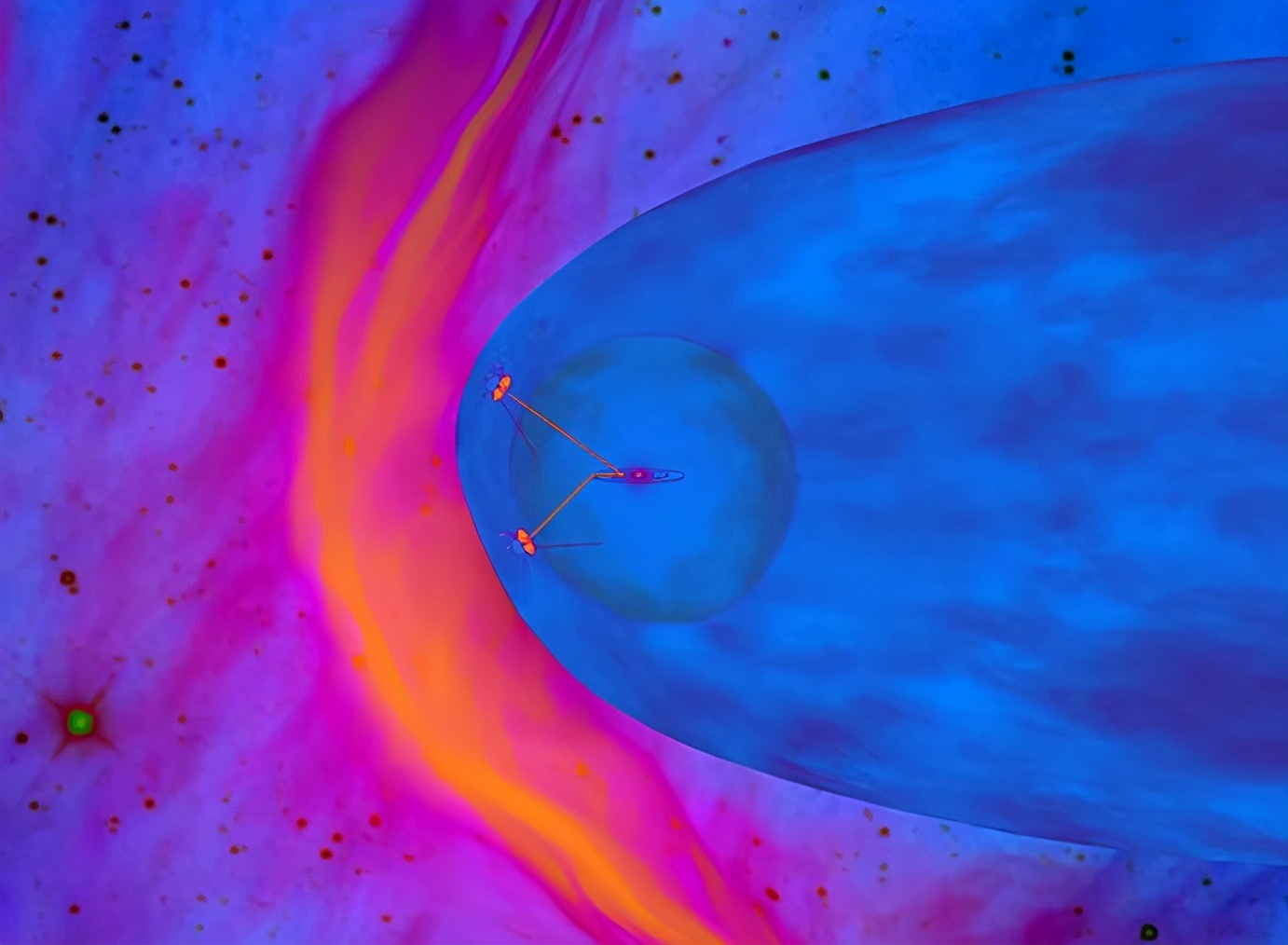 Voyager 2 was intercepted by a wall of fire, and the temperature was as ...