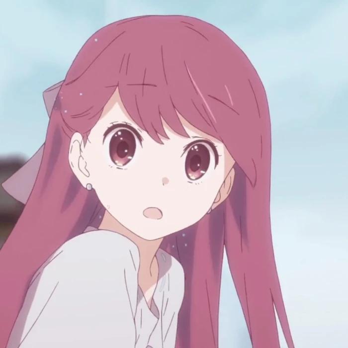 Anime avatar: A pink anime avatar with a heartbeat: I hope it's you at ...