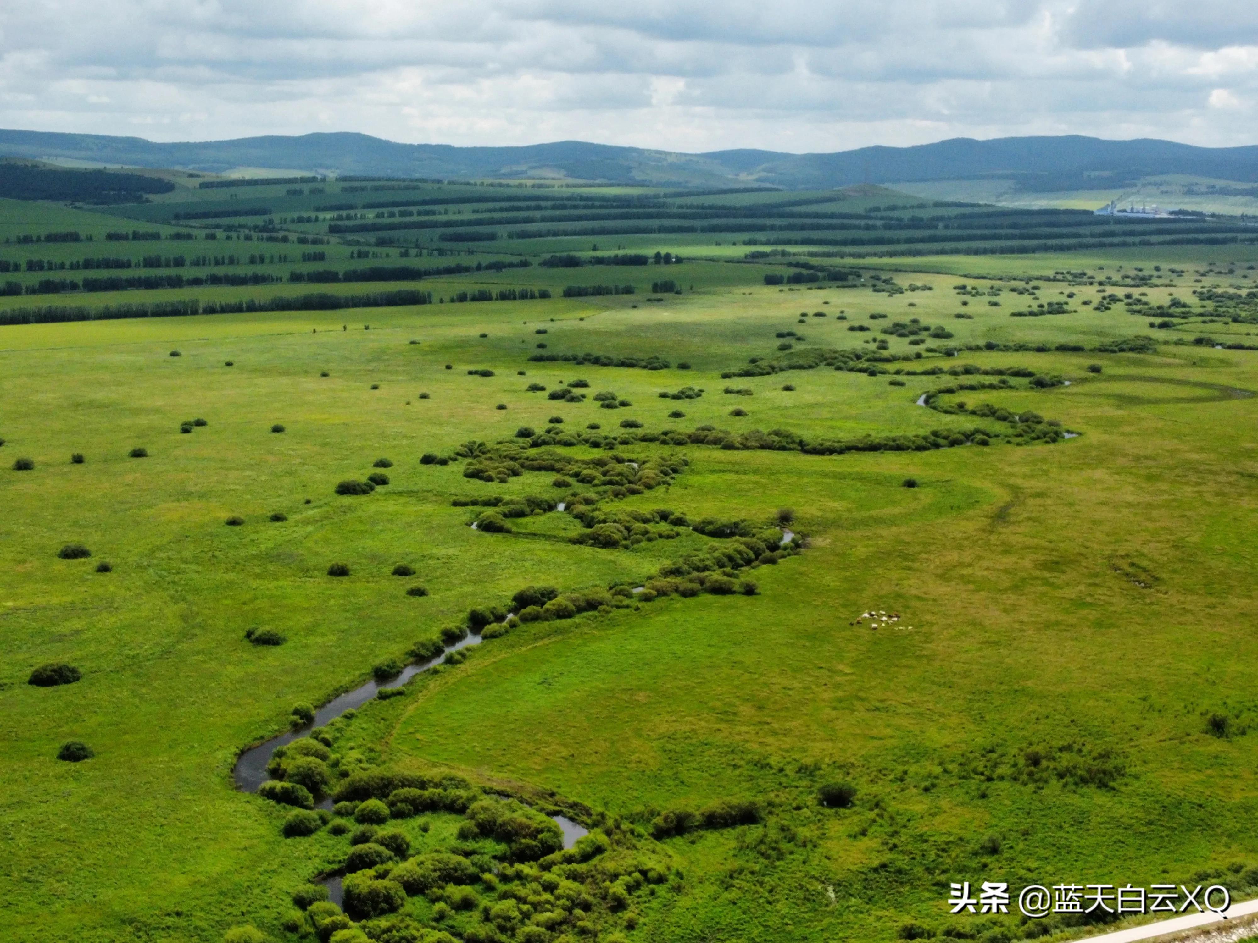 Look at the picture and talk: The distant mountains are still verdant ...