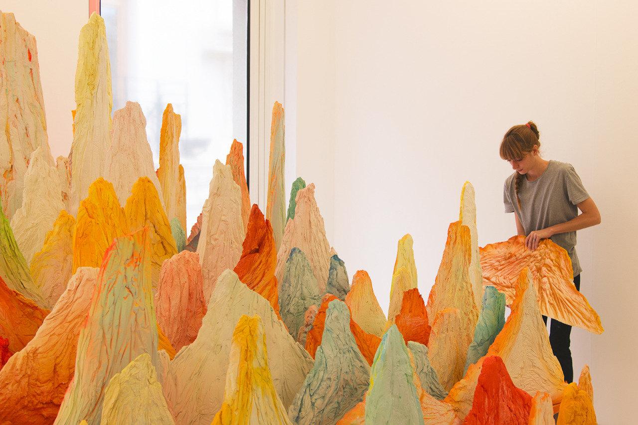 A three-dimensional landscape made of color, plaster and paper, this ...