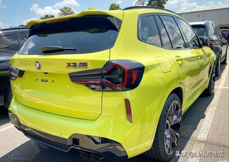 Vibrant and dynamic, the new BMW X3M lemon yellow real car, equipped ...