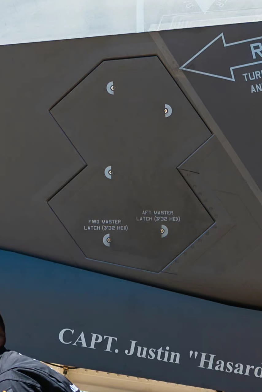 A close-up of the front fuselage of the F-35 stealth fighter, the ...