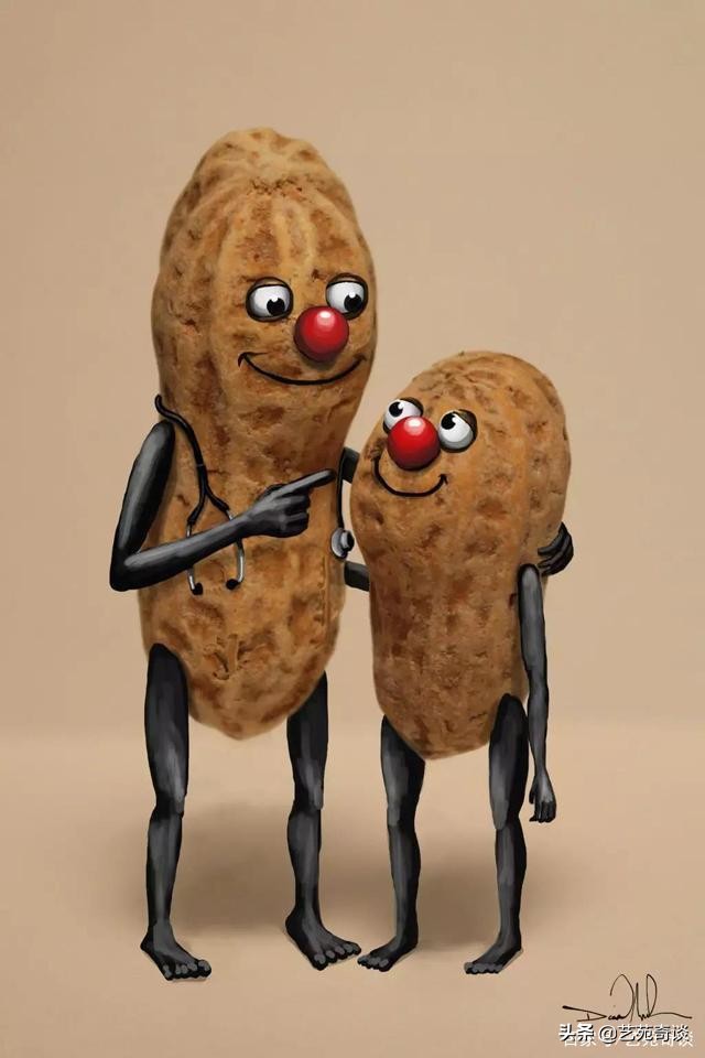 The painter has a big brain and plays a bunch of peanuts with a sense ...