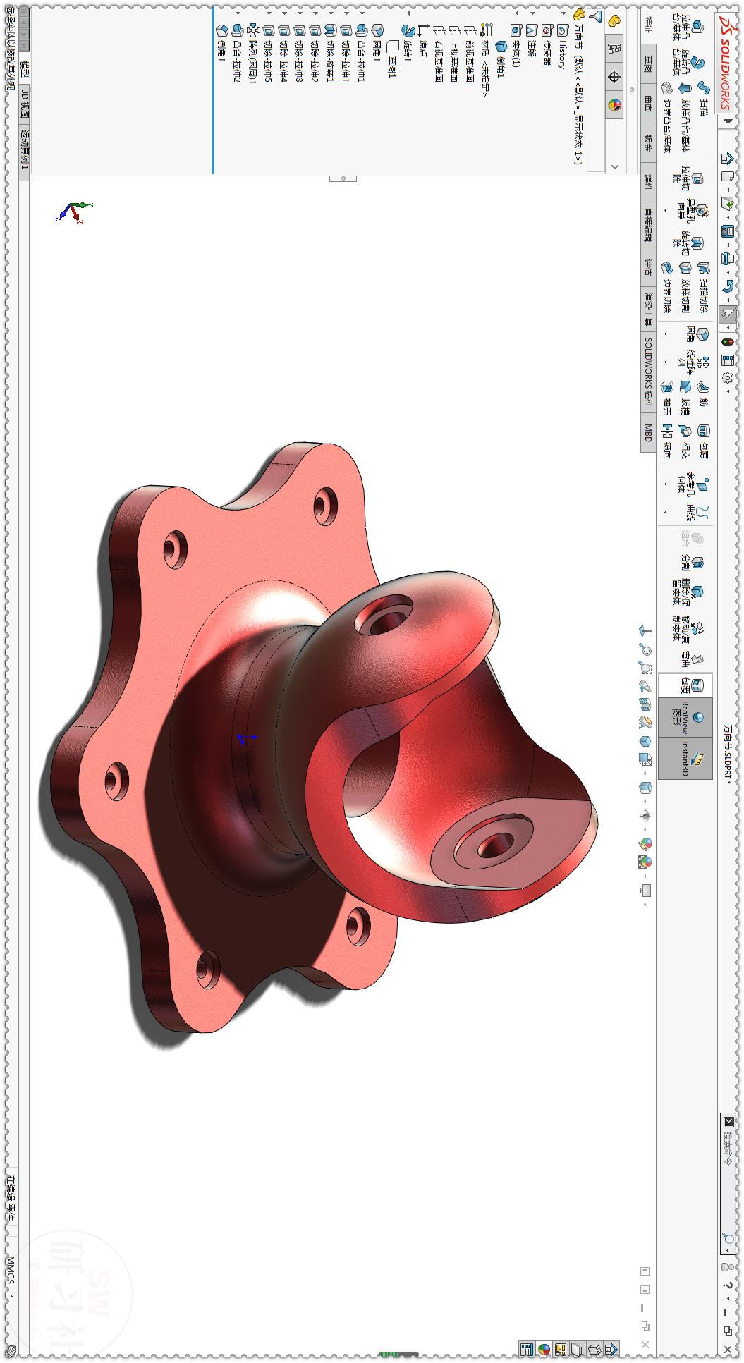 Use SolidWorks to draw a universal joint with flange - iNEWS
