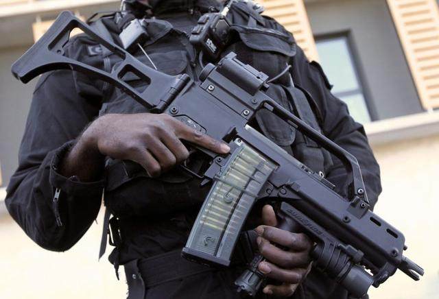 French special police force main battle weapon with German G36C assault ...