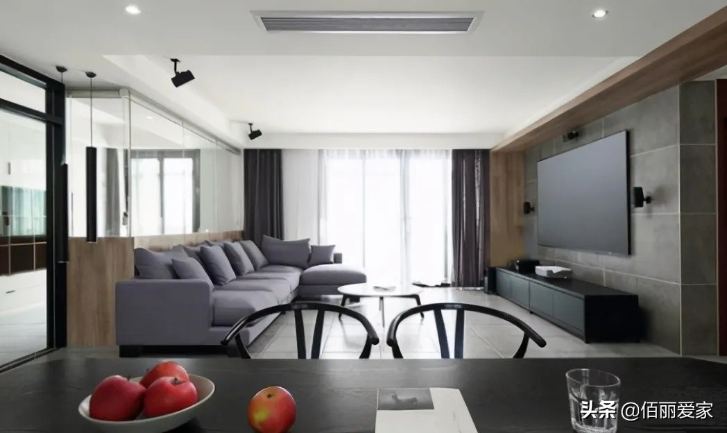 158 square meters of modern and simple style, half wall + glass ...