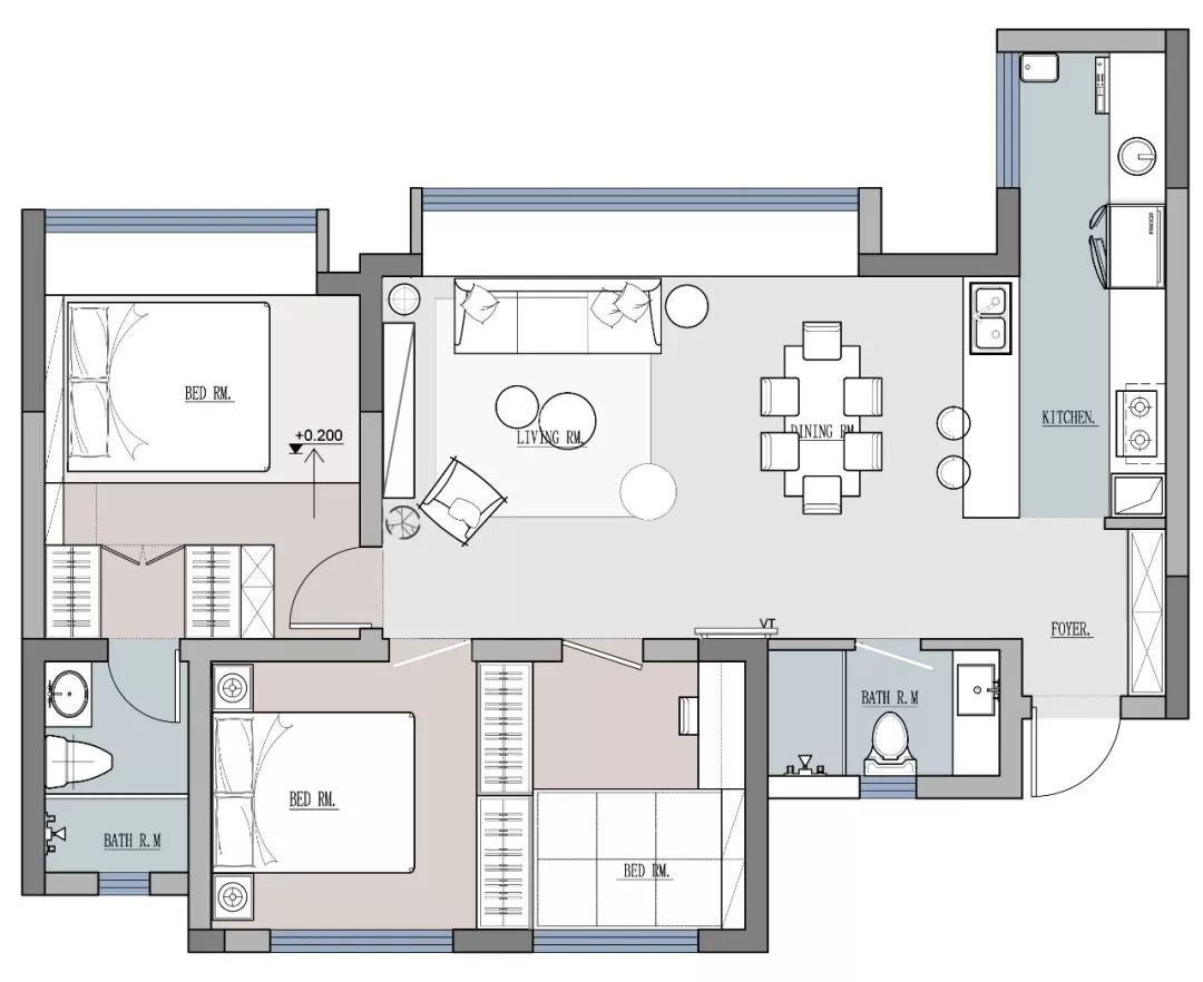 96 square meters of modern personality mix and match style, flexible ...