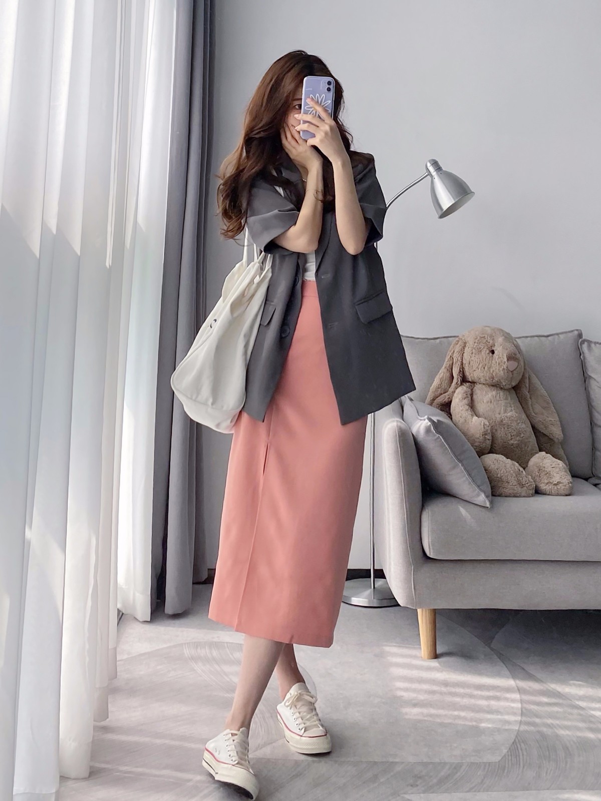 Grey powder matches casual summer wear, a small suit that can also be ...