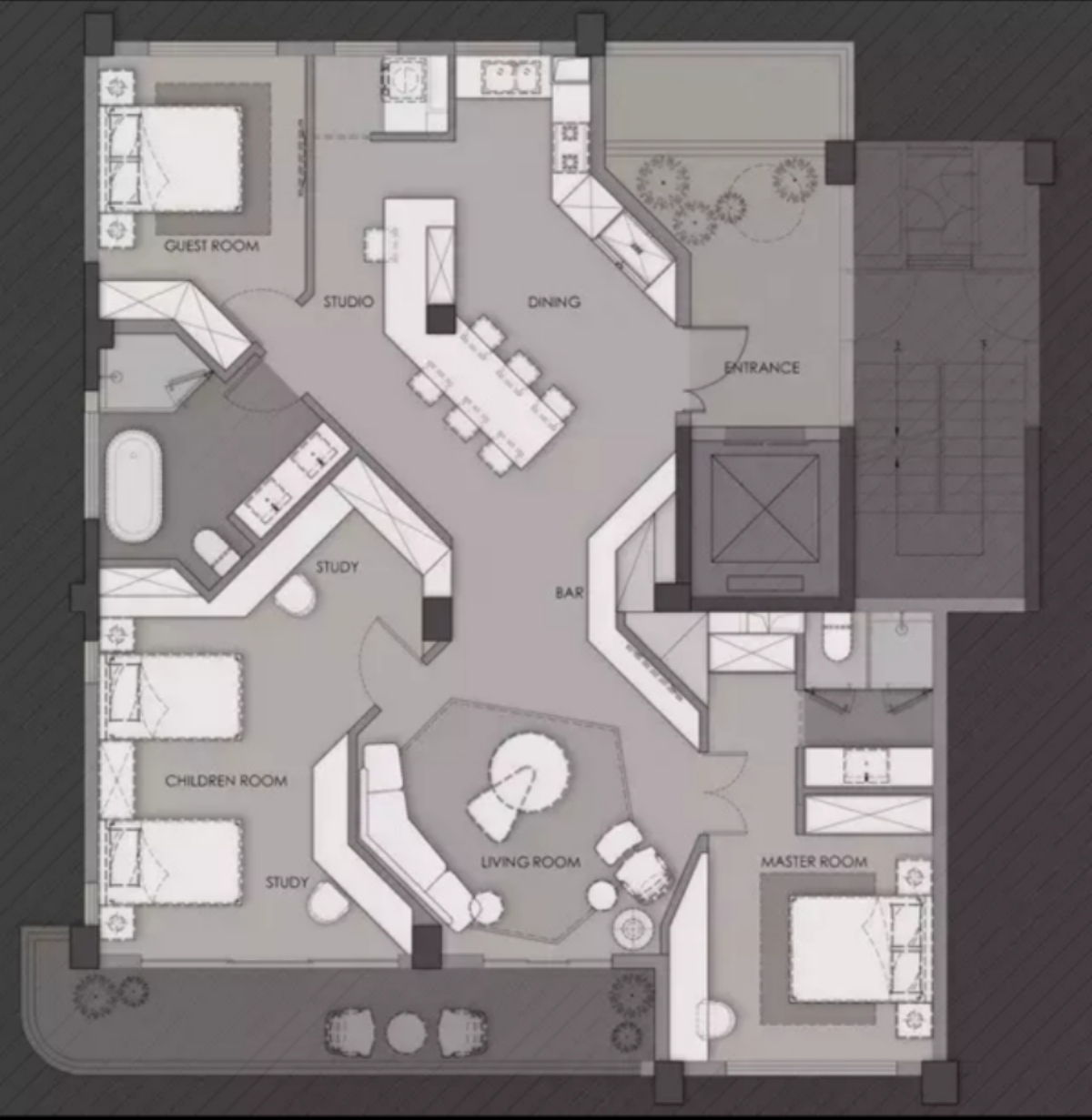 110 square meters apartment, six plan schemes, six design principles ...