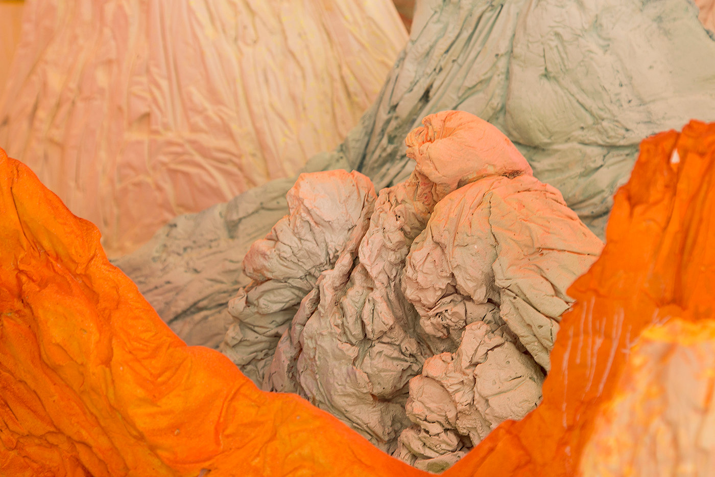 A three-dimensional landscape made of color, plaster and paper, this ...