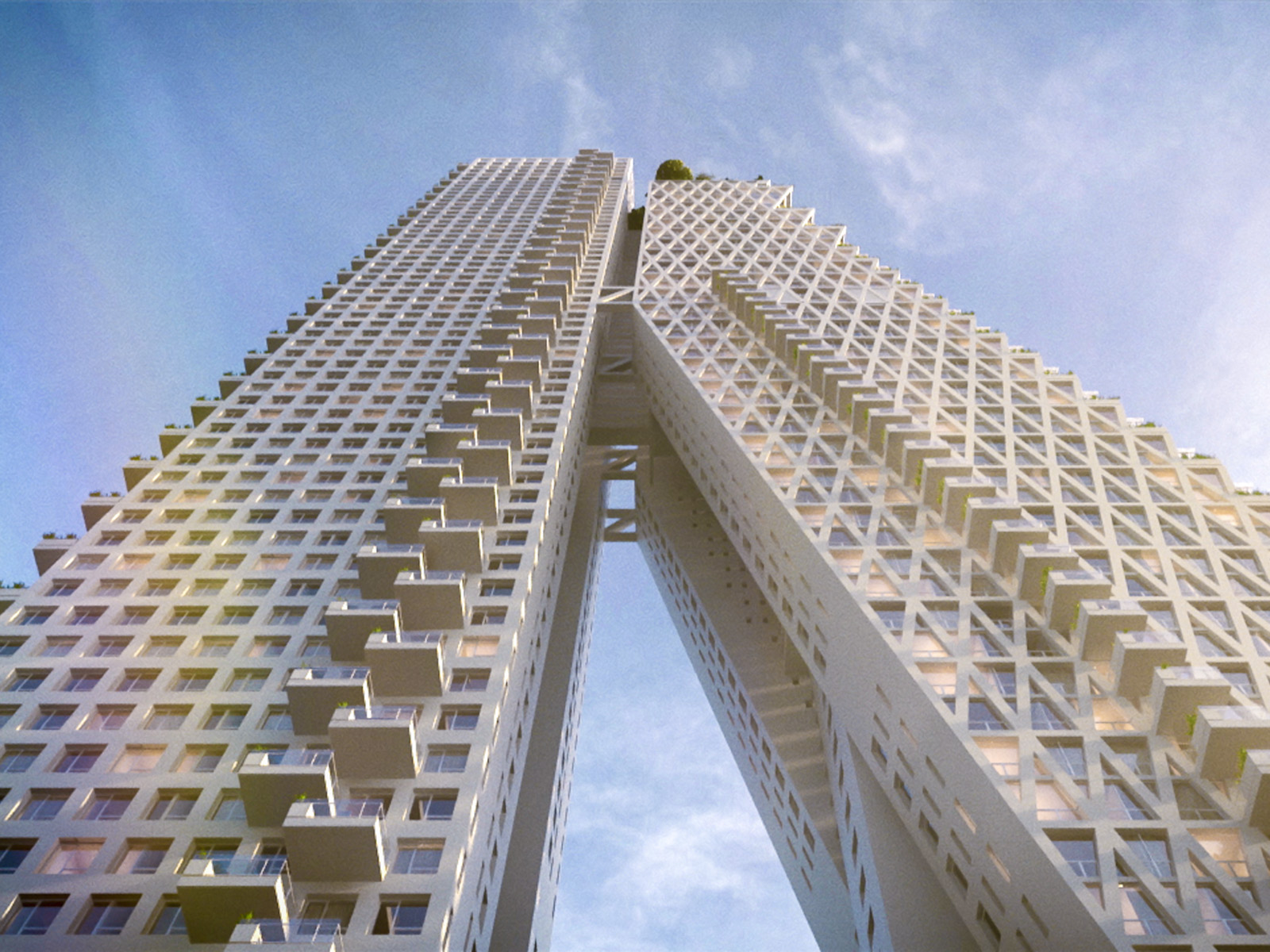 A tilted building built at a cost of 1.7 billion: 240 meters high and ...