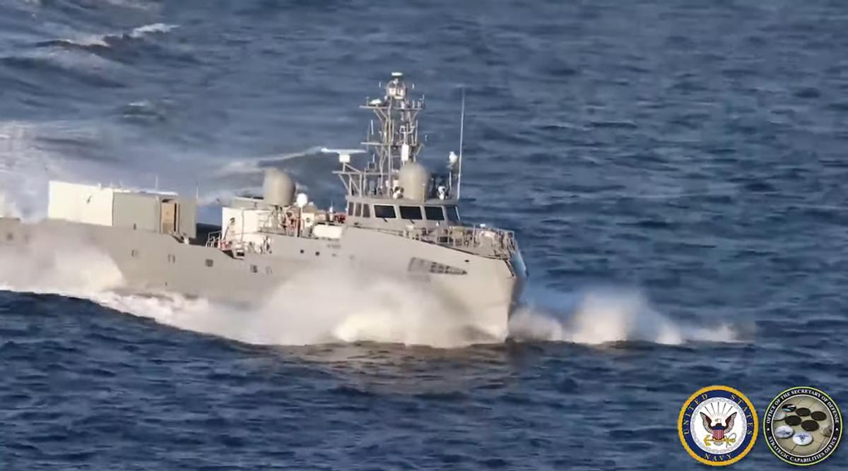 The US military tests unmanned missile boats, carrying containerized ...