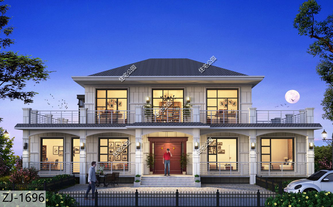 A two-story rural villa with a large area of 20×8 meters, with 7 ...