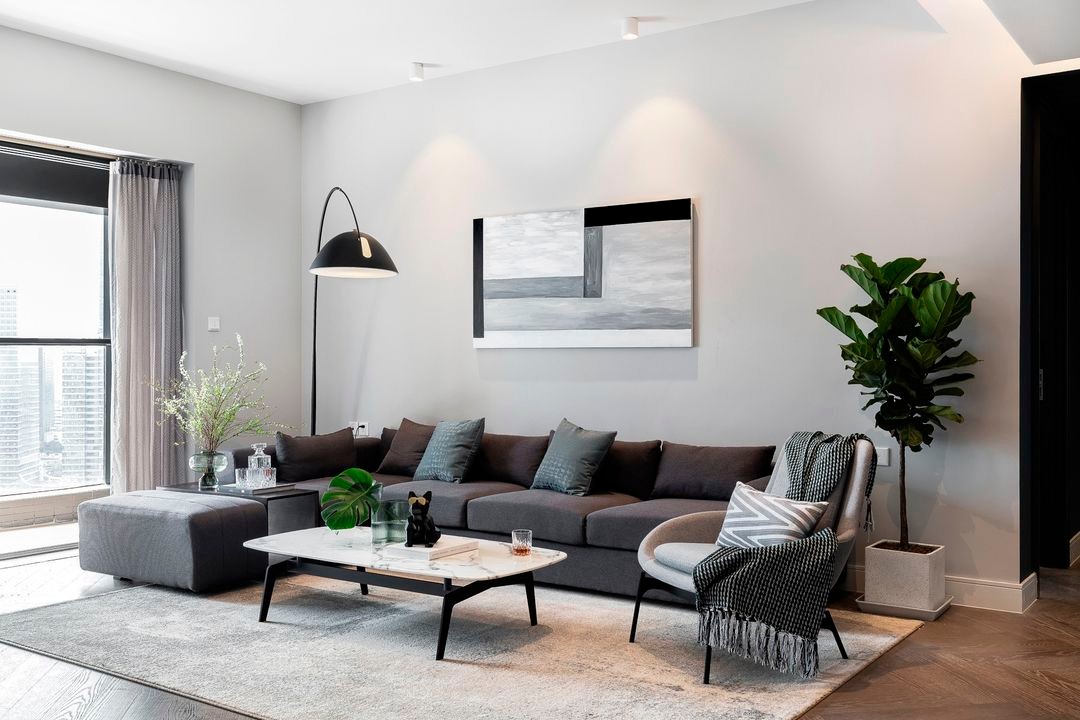 172 flat modern style high-end gray beautiful home, simple design is ...