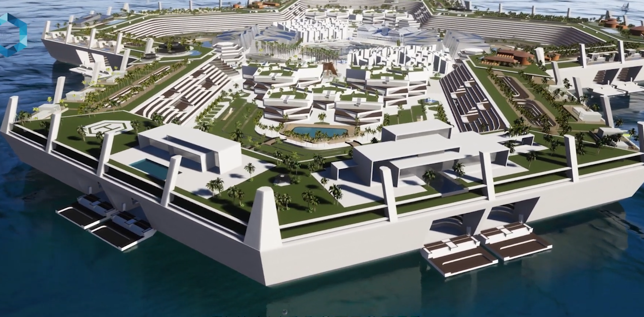 China's truss-type floating island on the sea comes out, with a ...