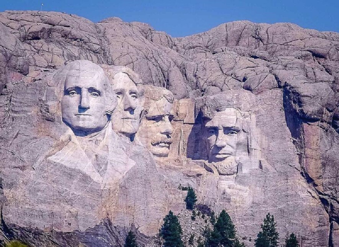 The president's hill is engraved with 4 American presidents, which is a ...