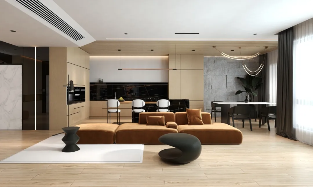 155 square meters with color elegant large flat floor, guest dining ...