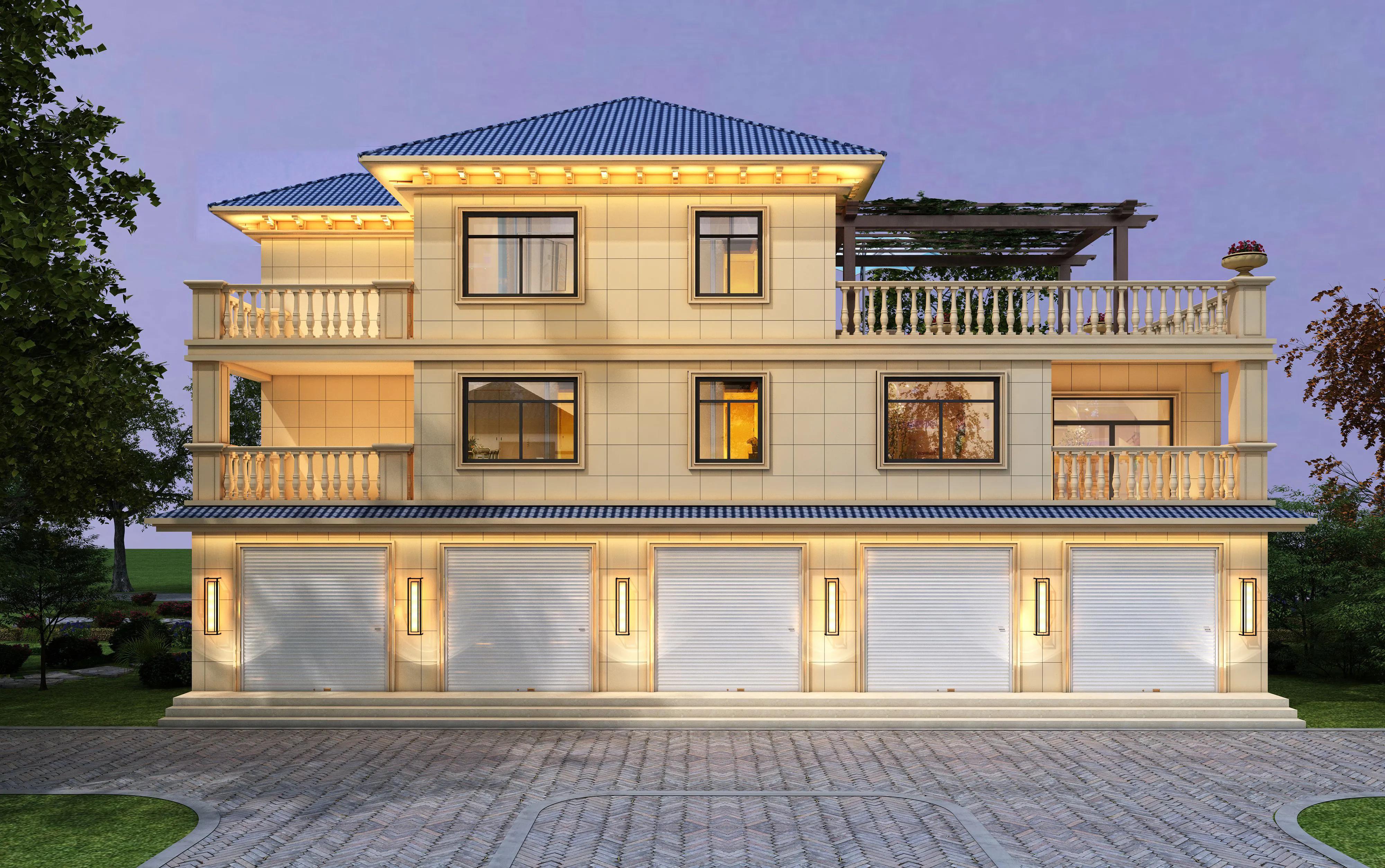 European-style luxury three-story rural self-built villa with shops, 6 ...